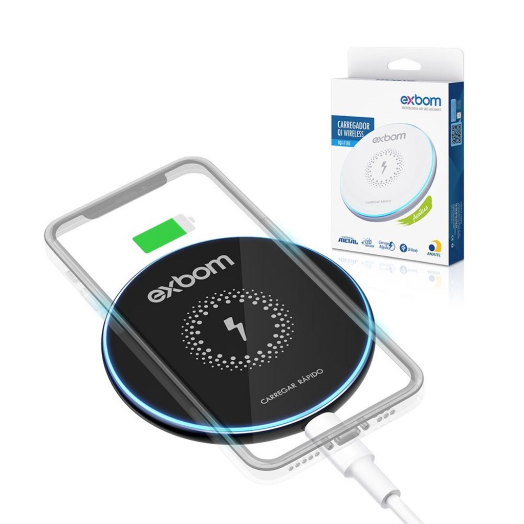 Carregador por indução wireless QI Exbom TQI-F18A | Shopee Brasil