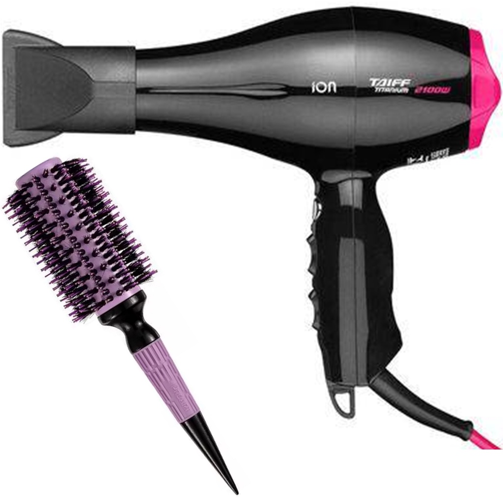 KIT - SECADOR TAIFF TITANIUM COLORS PINK ION 2100W 220V + ESC PROART ...