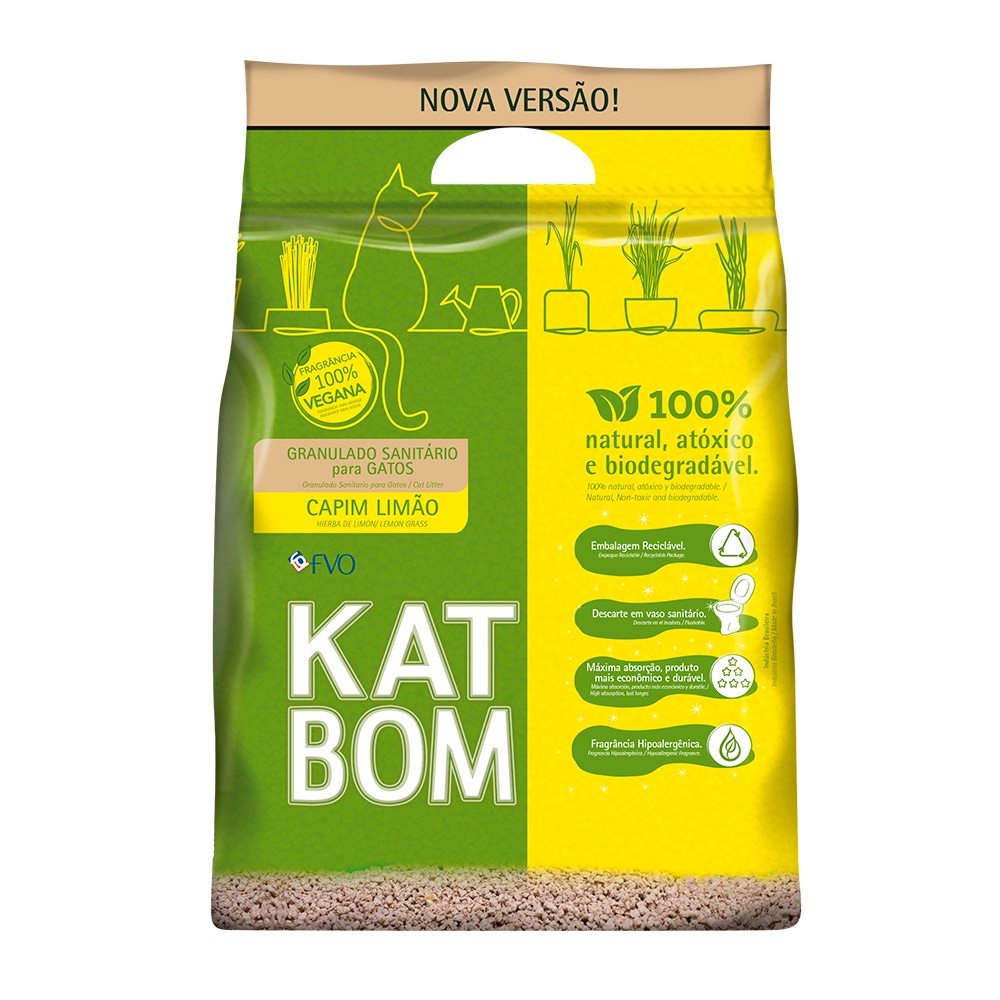 Areia Higiênica Katbom Para Gatos Granulado Capim Limão - 3kg | Shopee ...