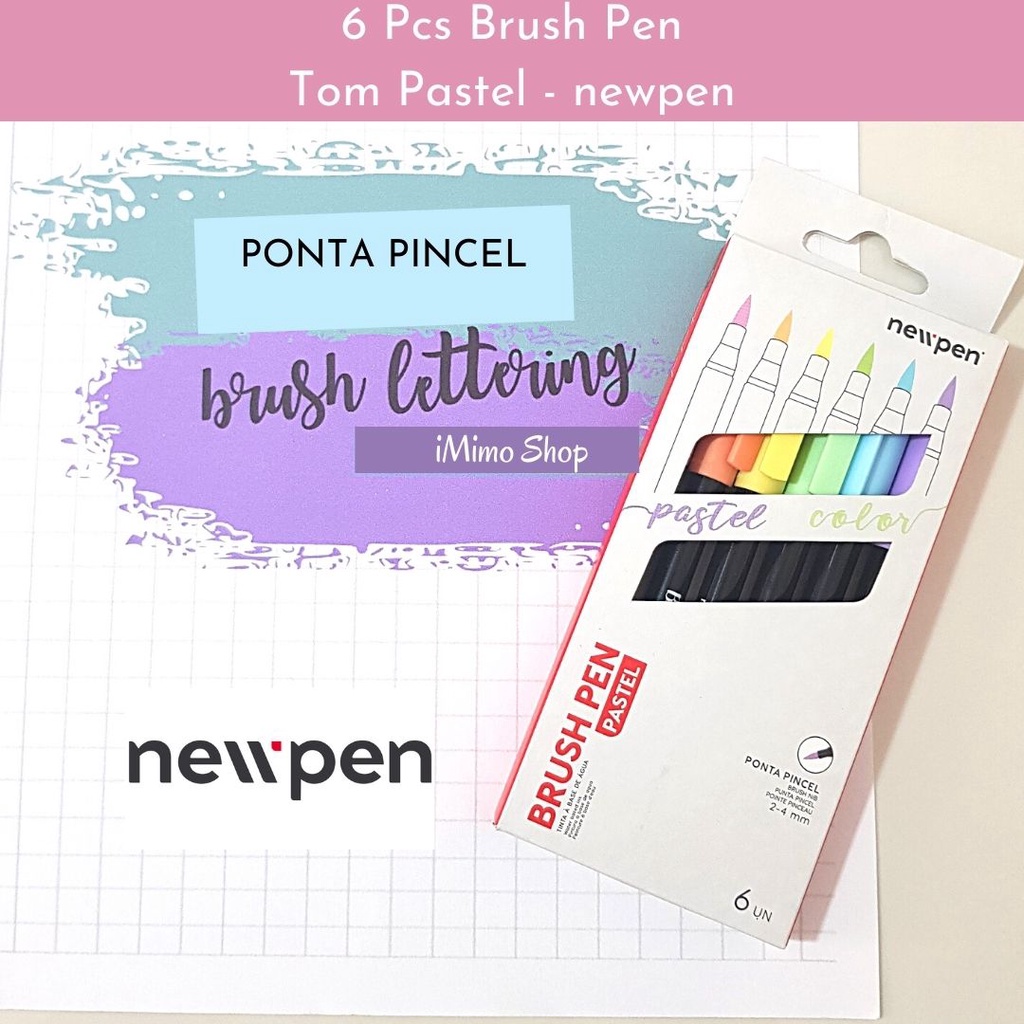 6 Pcs Brush Pen Tons Pastel / Tons Cinza - NewPen | Shopee Brasil
