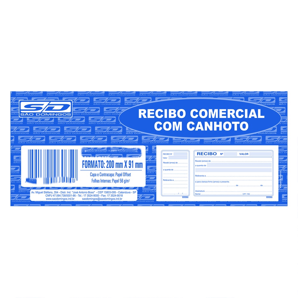 20 Blocos Recibo Comercial Com Canhoto 50 Folhas Grande 20x9,1cm São Domingos | Shopee Brasil