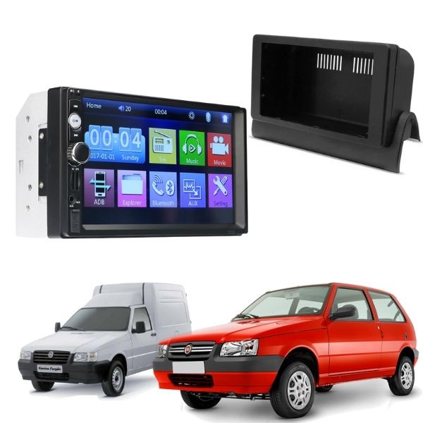 Kit Moldura 2 Din Fiamon Uno Mille/fiorino 2004/2013 + Central Multimidia Mp5 7" | Shopee Brasil
