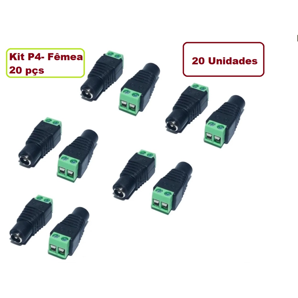 Kit 20 Conector Plug P4 Femea com Borne (FI) | Shopee Brasil