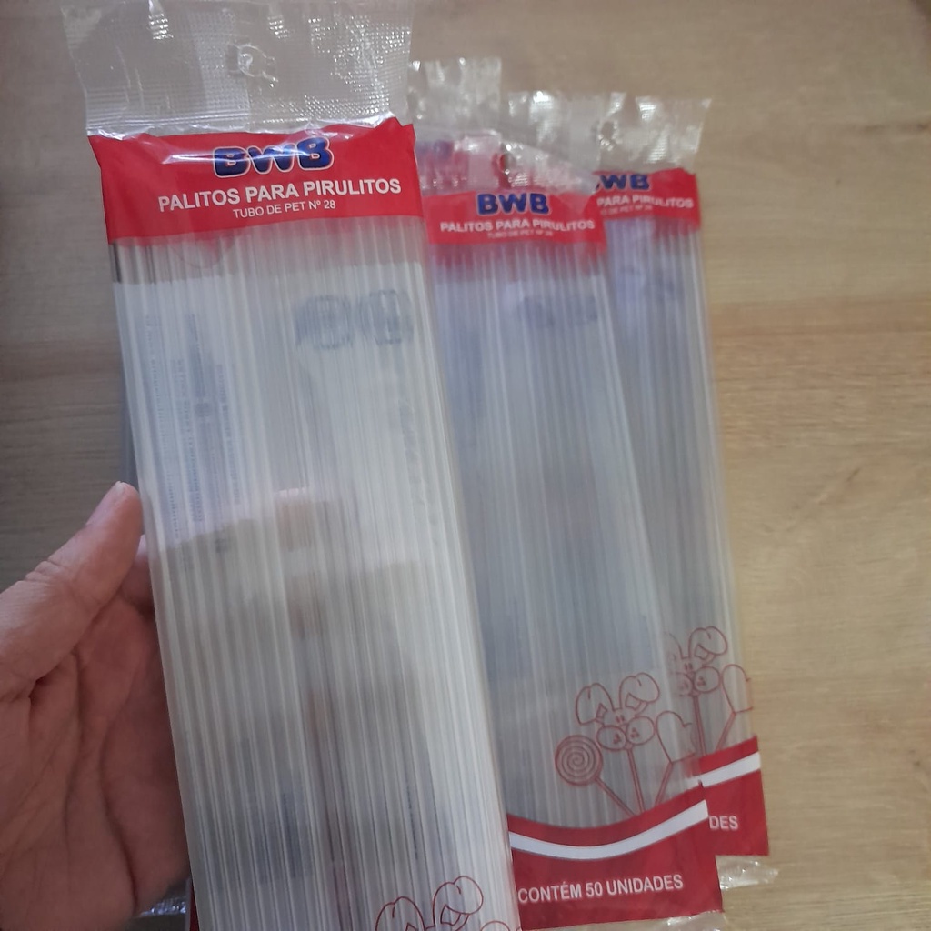 Palito Grande Cristal Transparente Para Pirulito - 50und - 28cm - BWB - Topo de Bolo / torta ...