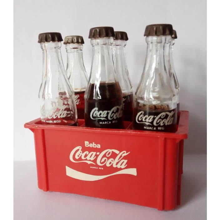 Mini Garrafinhas Coca Cola de vidro e Engradado | Anos 80 | Shopee Brasil