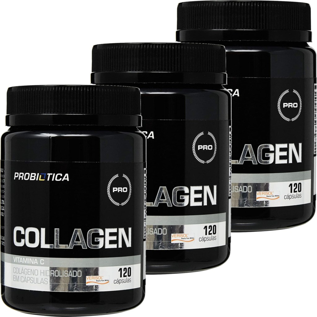 Kit 3x Probiótica Collagen - Colágeno Hidrolisado Verisol 120 Cáps ...