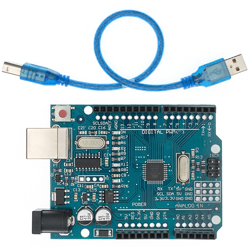 Um Conjunto Uno R3 (Ch340G) Mega328P Para Arduino Uno R3 Com Cabo Usb ...