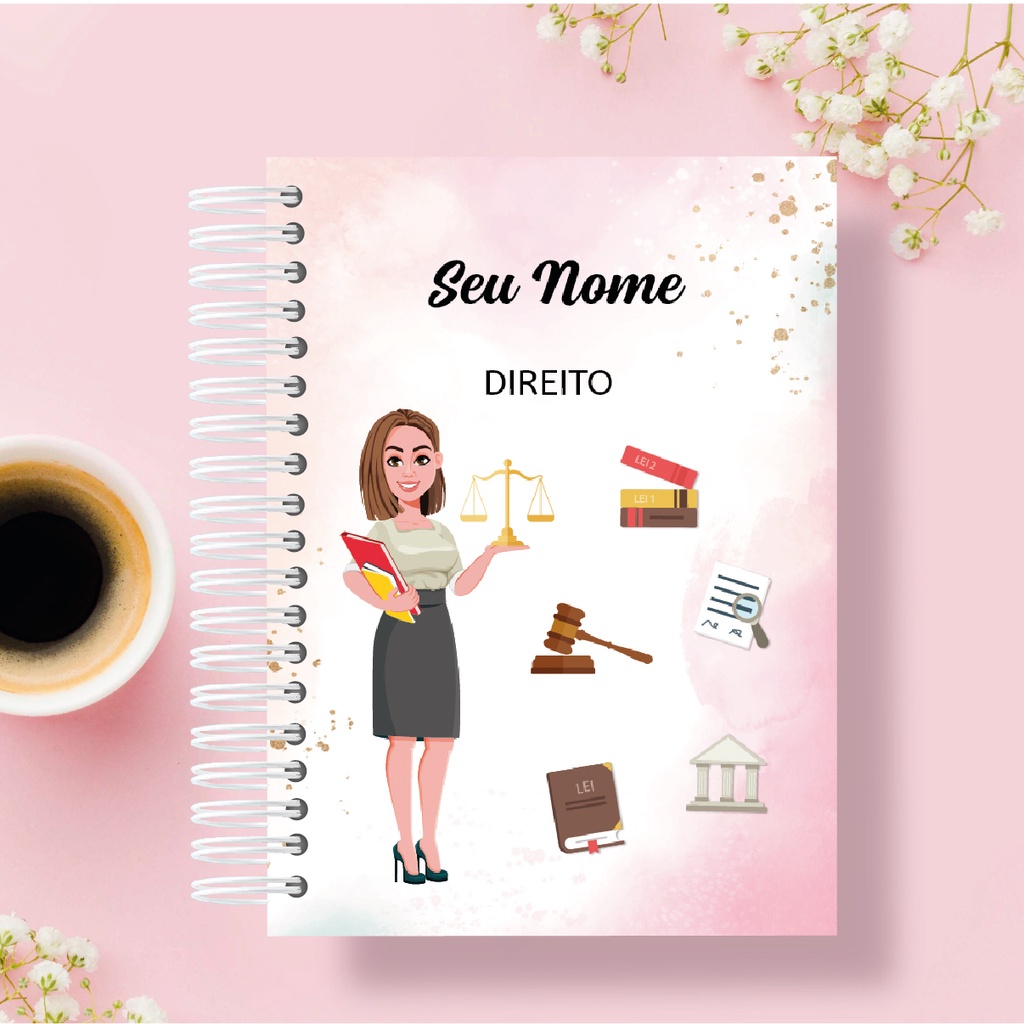 Caderno Direito Advogada A5 personalizado com seu nome - 2 opções ...