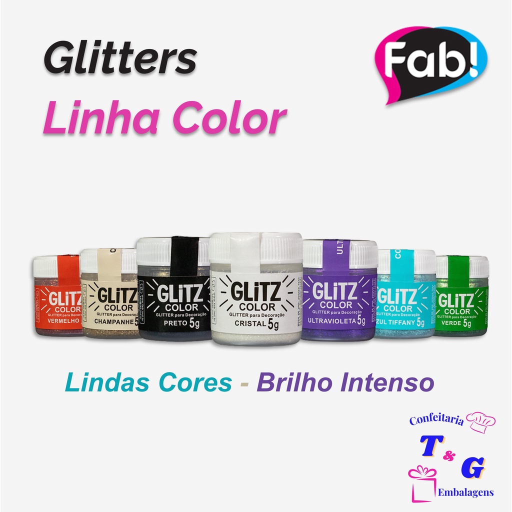 Glitter Color Pó Comestível Glitz 5g FAB. Brilho Para Colorir e Decorar ...
