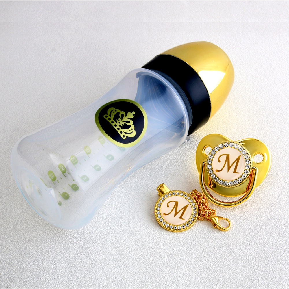 240ml Biberão Dourado Para Bebês Kit Pacifier Com Clip De Corrente 26 ...