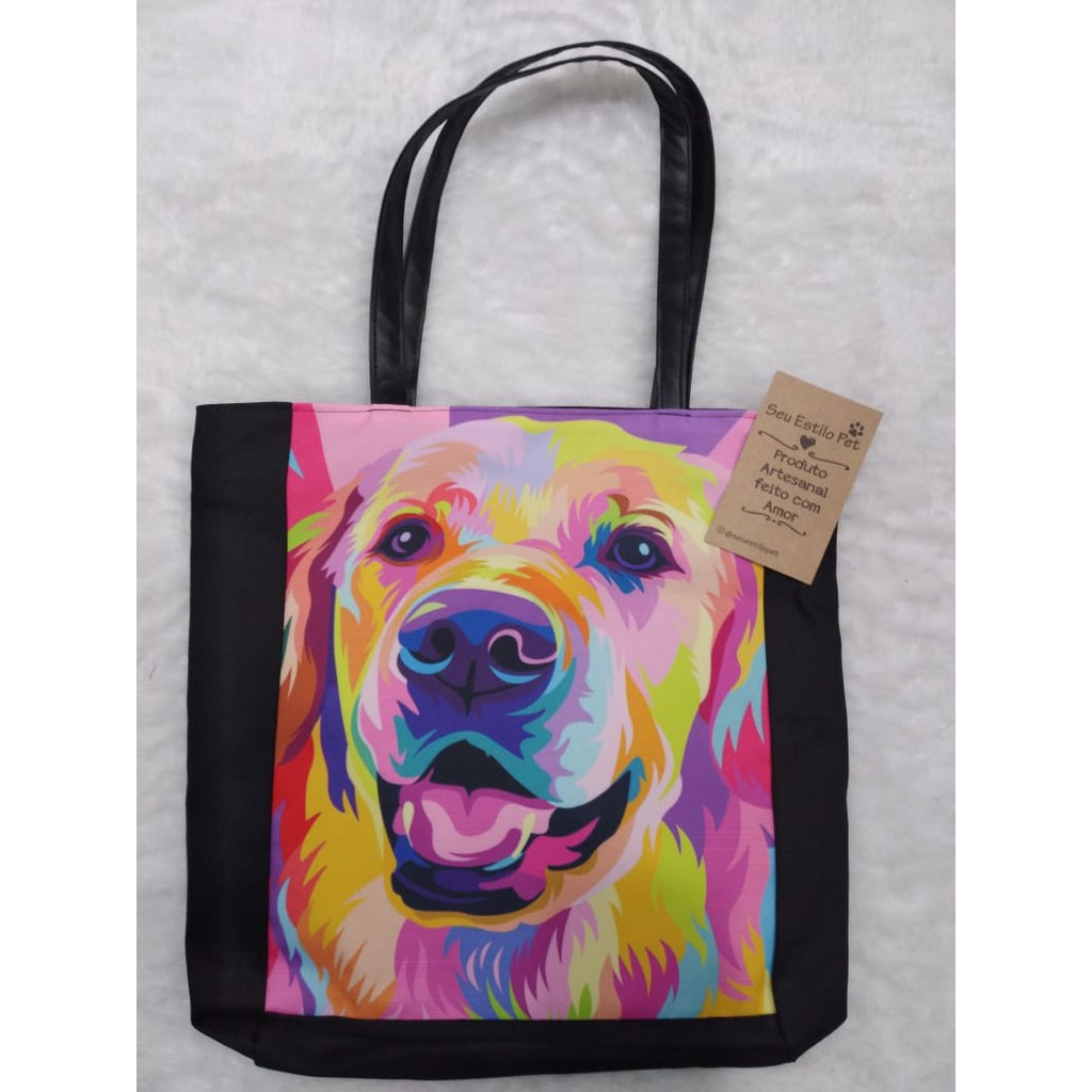 Bolsa Ecobag Pet Estampa Cachorro Golden Retriever /Cão Golden- tecido brim | Shopee Brasil