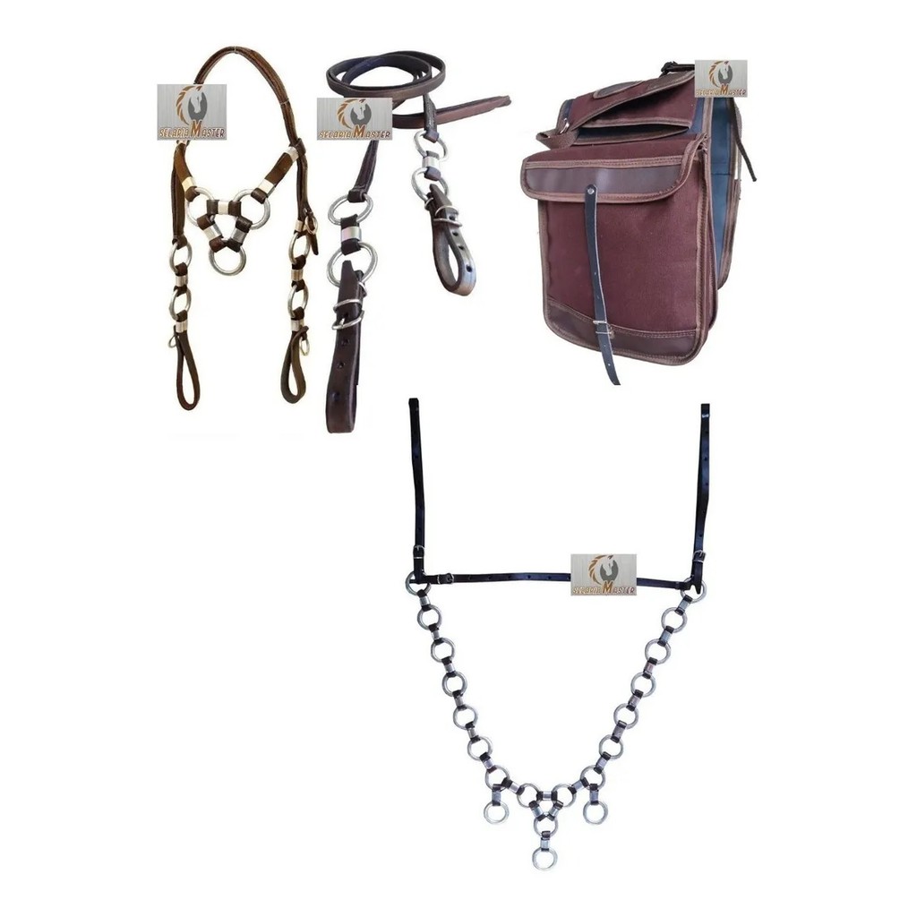 Kit Cabeçada + Rédea + Peitoral + Alforge P / Cavalo | Shopee Brasil