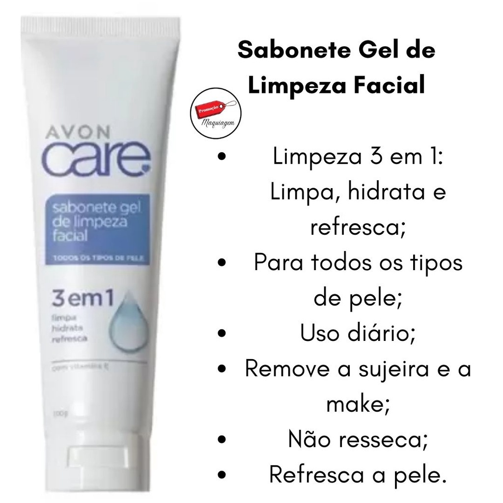 Sabonete gel de limpeza facial avon care 100g | Shopee Brasil