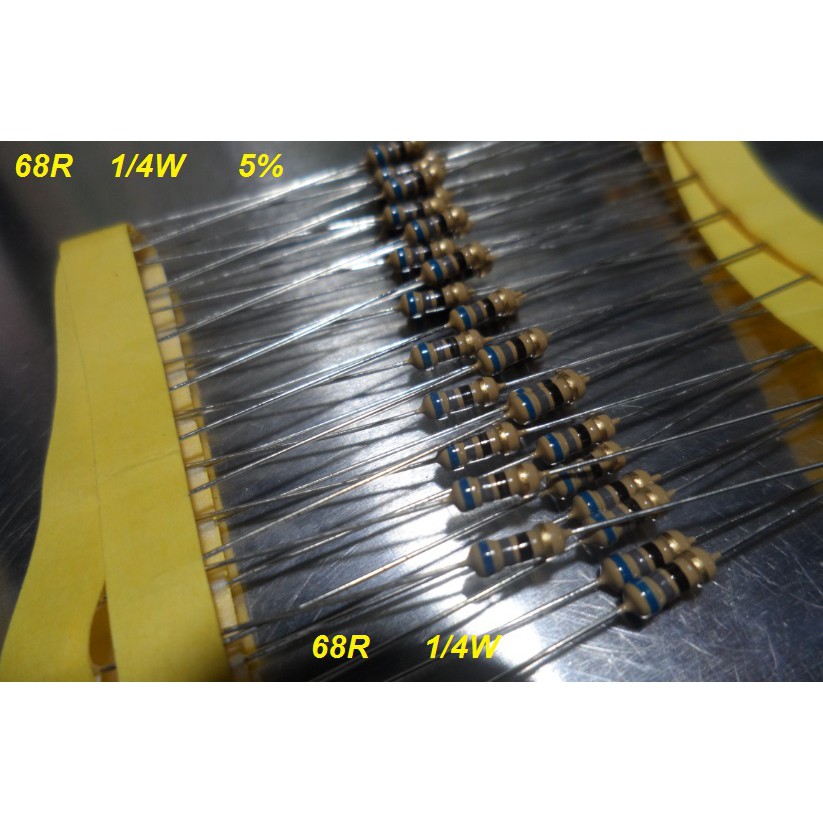 resistor/ 68 ohms ou 68r x 1/4w - 5% tolerancia - com 5 unidades- - | Shopee Brasil