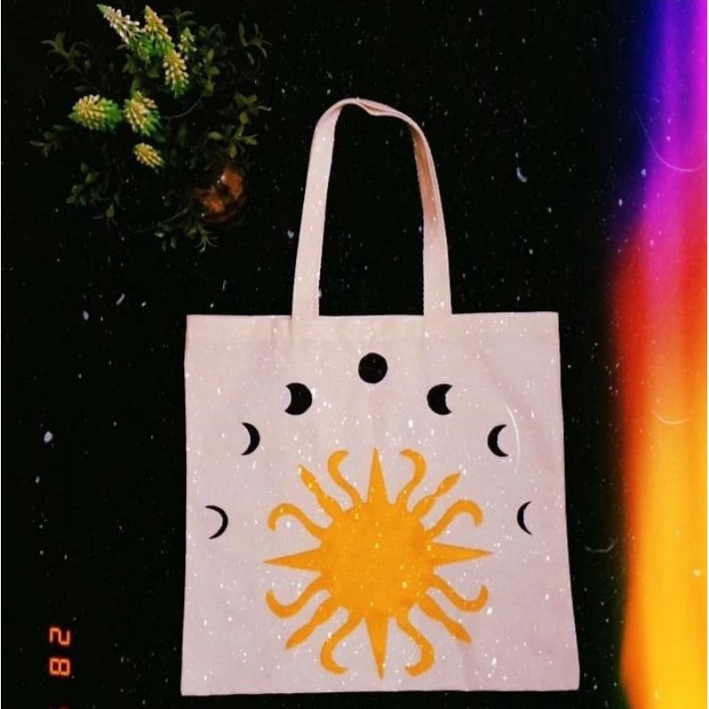 Ecobag personalizada fases da lua e sol | Shopee Brasil