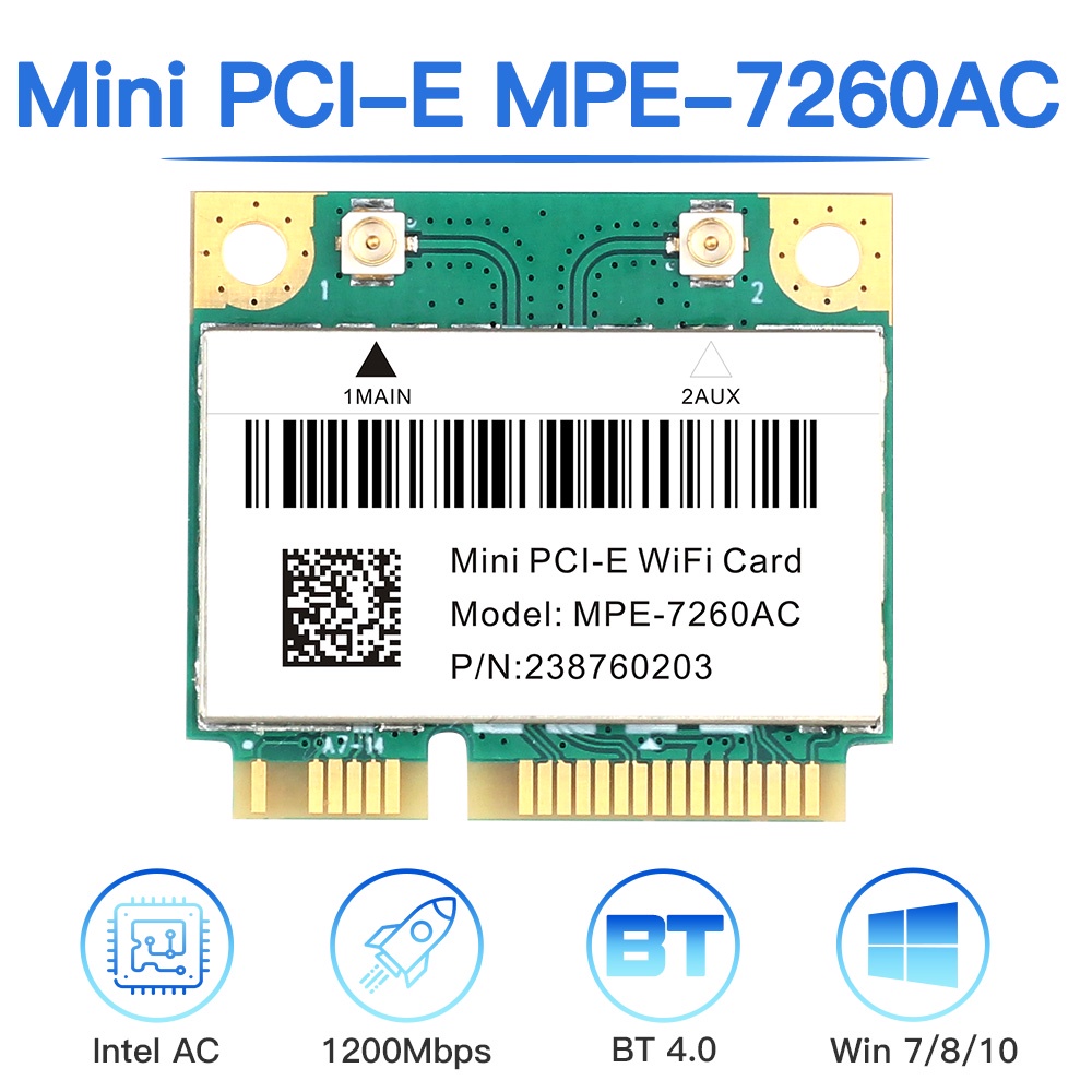 Placa De Rede Dual Band 1200Mbps Intel 7260 7260HMW Mini PCI-E Wifi Cartão 5G/2.4Ghz Sem Fio ...