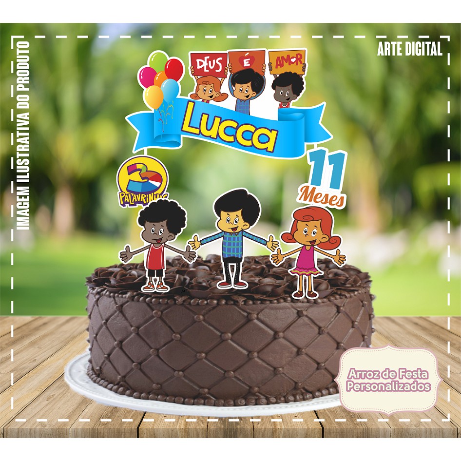 Topo de Bolo Topper de Bolo Personalizado 3 Palavrinhas, Explore as ...