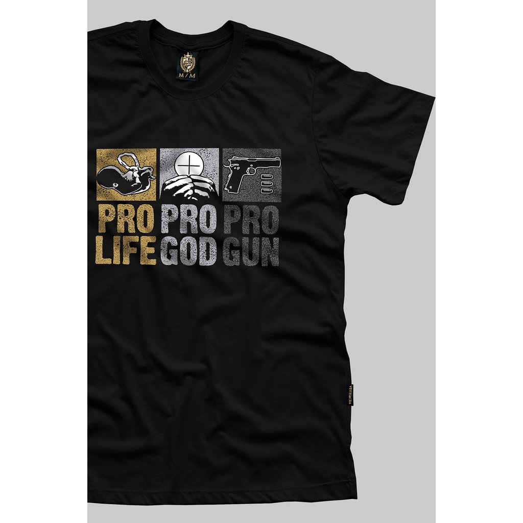 Camiseta Católica VesteSacra - Pro Life Pro God Pro Gun | Shopee Brasil