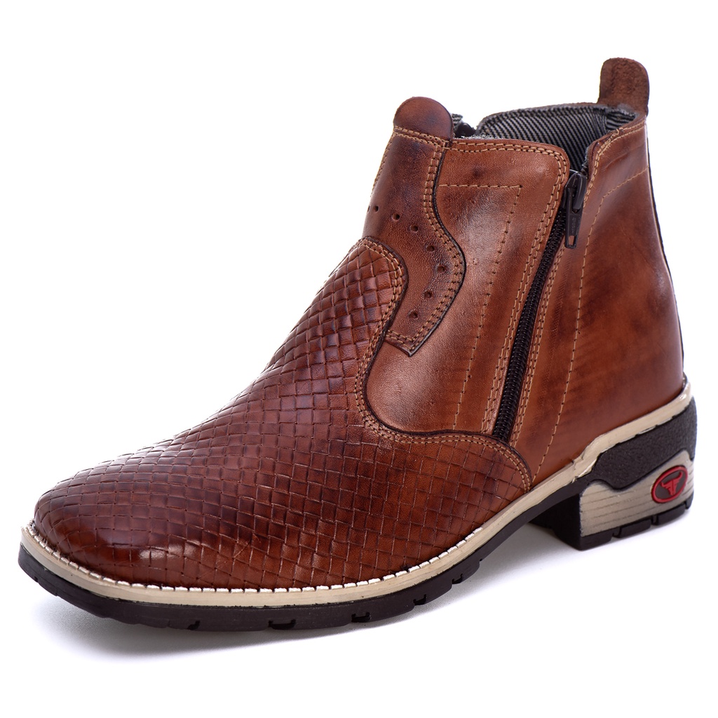 Butina masculina Botas em Couro legítimo sola custurada | Shopee Brasil