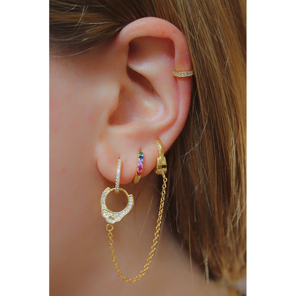 Algemas Góticas De Moda Elegante Brincos Arco-Íris Corrente De Cavilha | Shopee Brasil