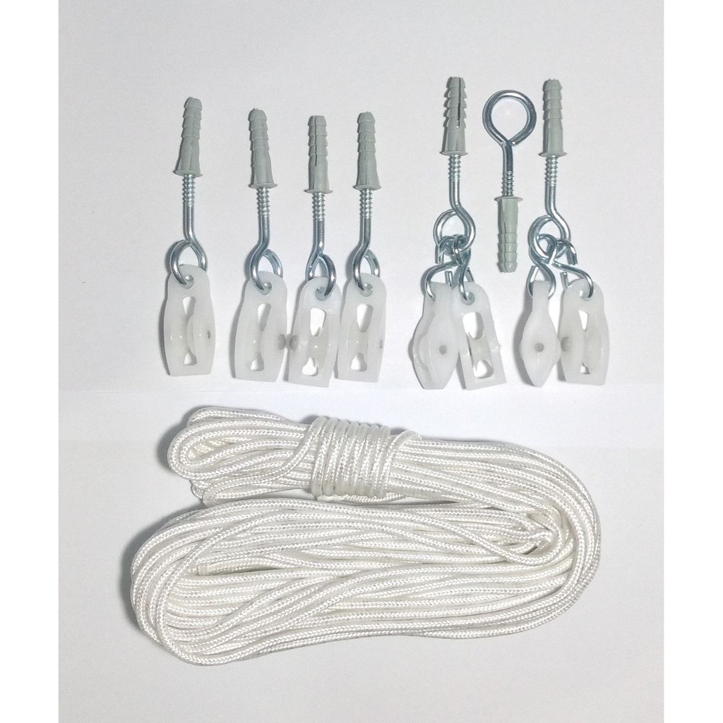 Kit Para Montagem de Varal de Teto com Corda e Roldanas | Shopee Brasil