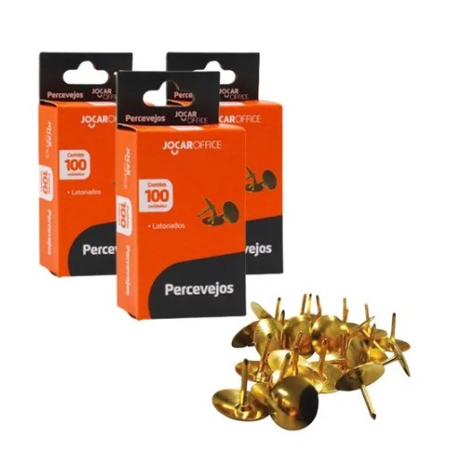 KIT 2 caixas-Percevejo latonado 93036 / 100un / jocar | Shopee Brasil