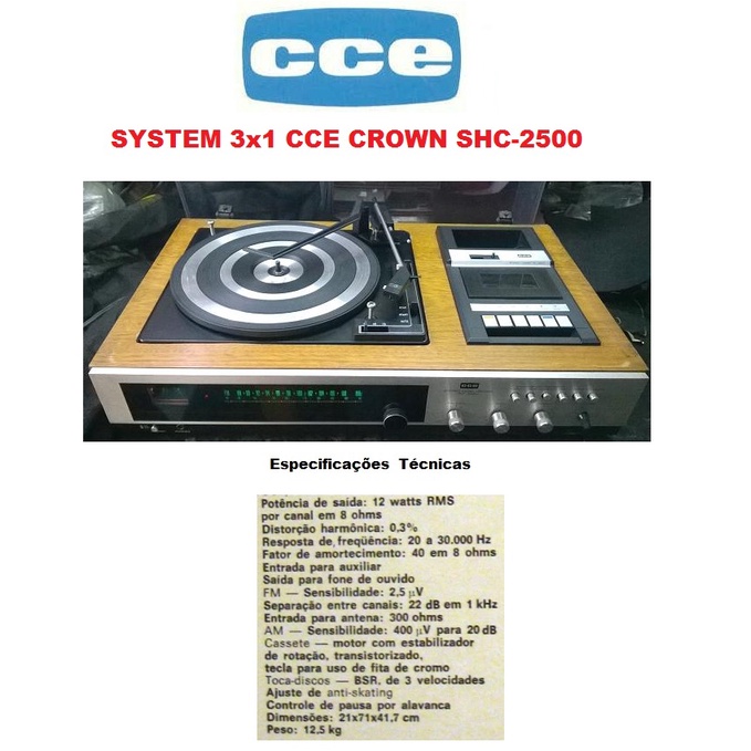CATÁLOGO : SYSTEM 3x1 CCE CROWN SHC-2500 # NOVO OKm # P/ COLECIONADORES ...
