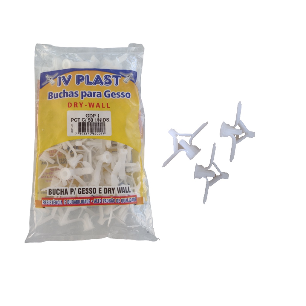 Bucha C/aba Gesso Drywall Fixação Iv Plast Gd1 Pacote 50pçs | Shopee Brasil