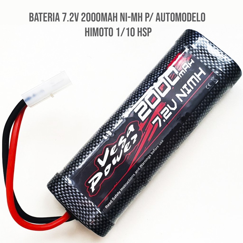 Bateria 7.2v 2000mah Ni-mh P/ Automodelo Himoto 1/10 Hsp Traxxas Hpi ...
