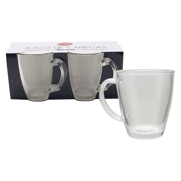 Jogo de 2 Canecas Vidro Verona 350ml - CLINK / 7033 | Shopee Brasil