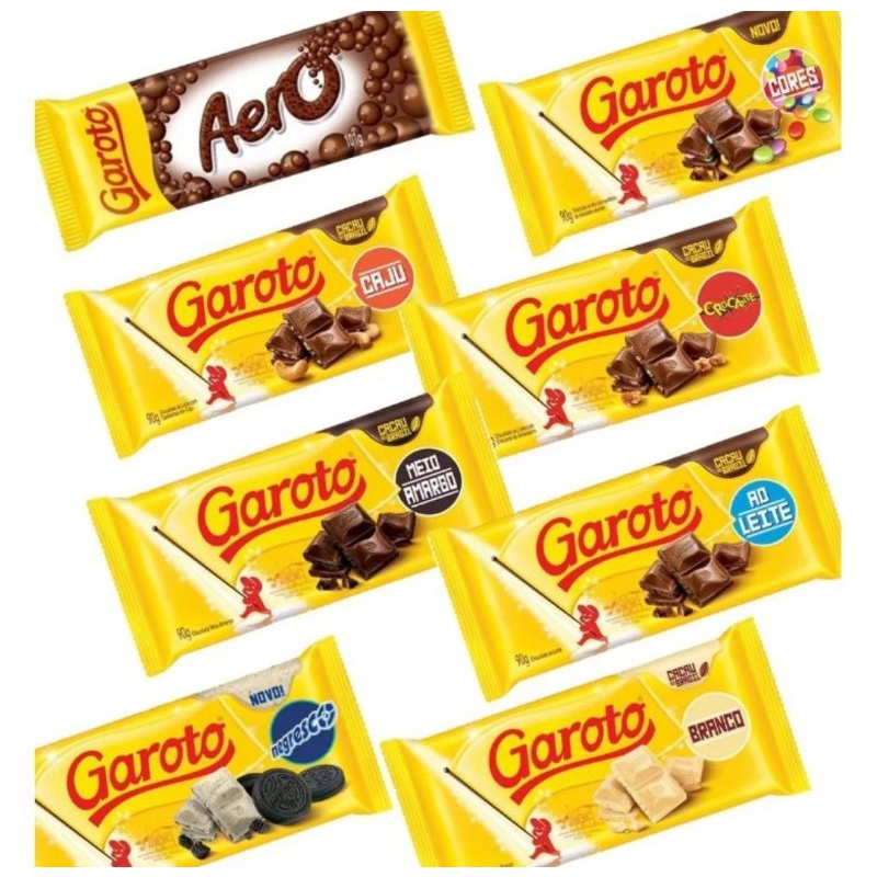 Barra de chocolate garoto de vários sabores/ Tablet de chocolate garoto ...