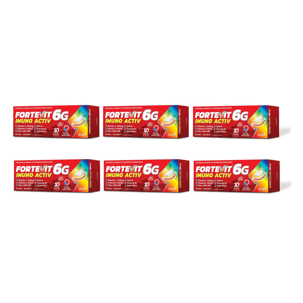 Kit 6 Fortevit 6g Imuno Activ 10 Comprimidos Efervescentes | Shopee Brasil