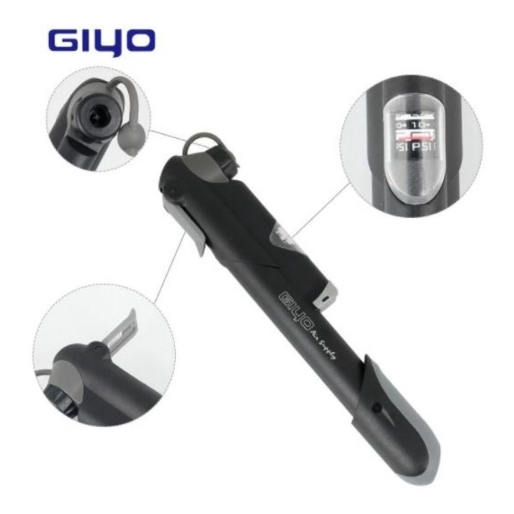 Mini Bomba Bike Pump Gp41 Giyo Manômetro Bico Fino E Grosso | Shopee Brasil