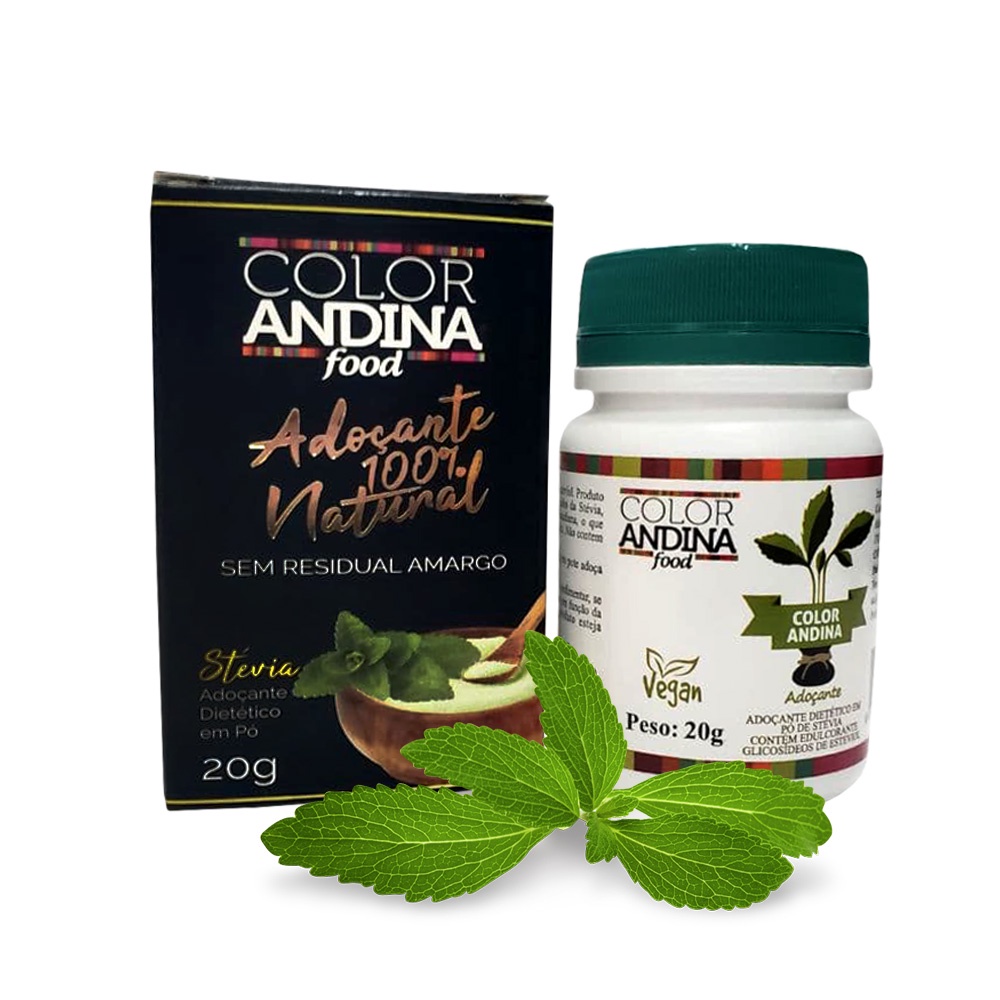 Adoçante Stévia - 100% Natural Color Andina 20g Sem Residual Amargo ...