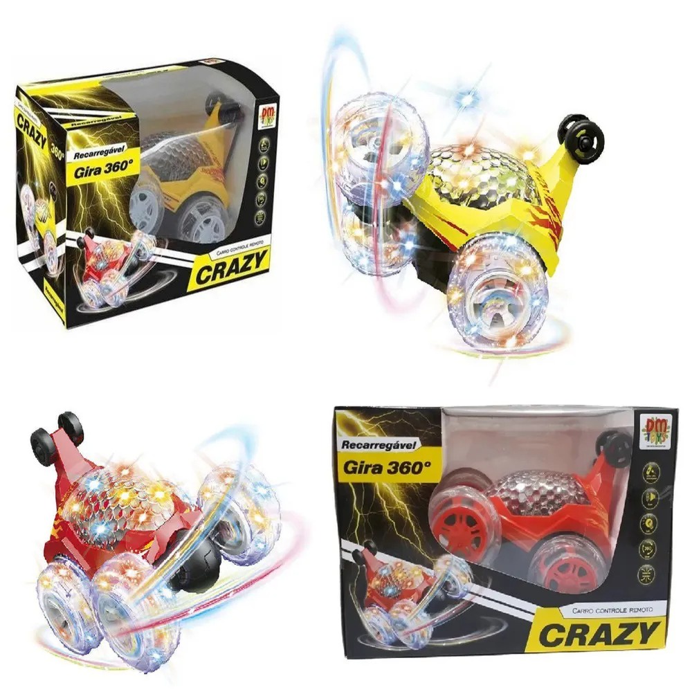 Carrinho Controle Remoto Crazy 360° Som E Luz Recarregável | Shopee Brasil