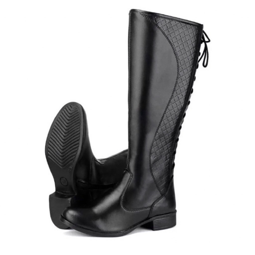Bota Feminina Montaria Cano Longo Confortável Couro Ecologico Bota da ...