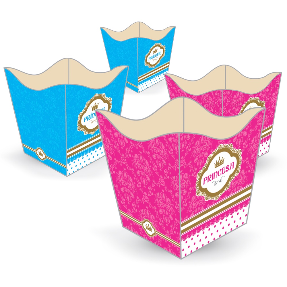kit 10 Cachepo Papel cartonado Decoração princesa e princIpe | Shopee ...