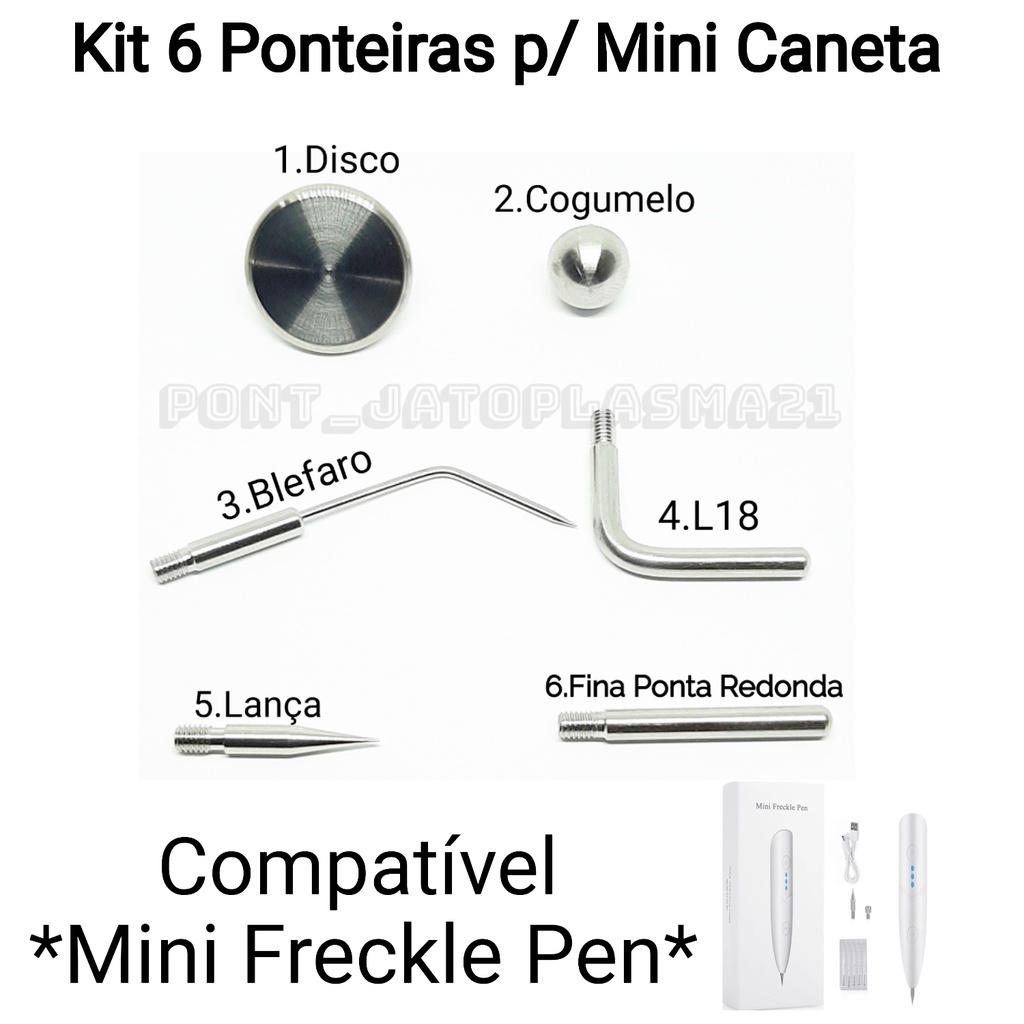 Kit 6 Ponteiras Para Jato de Plasma Mini Frecle Pen ( Mini Caneta ) | Shopee Brasil