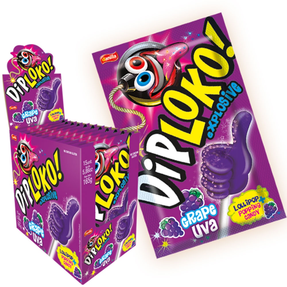 Pirulito Explosivo Dip Loko Boom Uva 11g c/15 - Danilla | Shopee Brasil