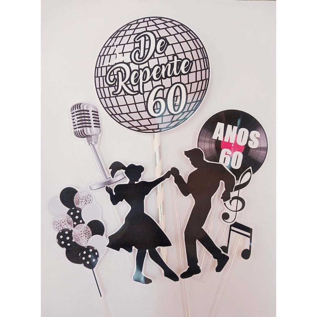 Topo de bolo 60 anos | Shopee Brasil
