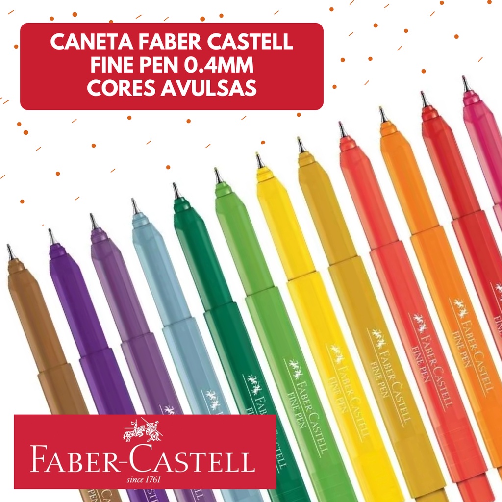 Caneta Fine Pen 0.4mm Faber Castell - Unidade Cores Variadas | Shopee Brasil
