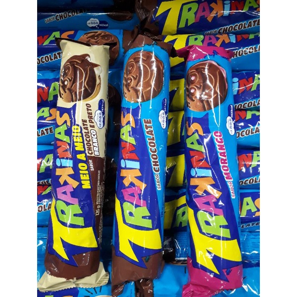 Kit 6 Biscoito Trakinas Sabor Morango, Chocolate Meia a Meia | Shopee ...