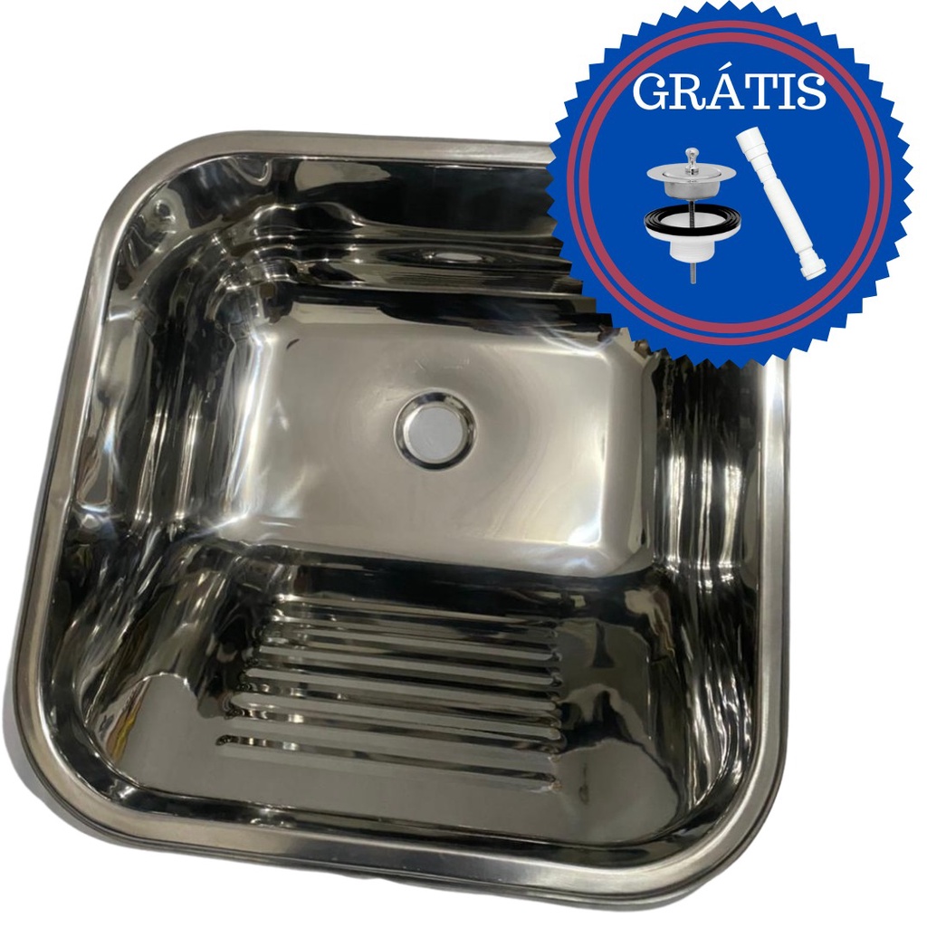 tanque de embutir resistente aço inox inclusos valvula e sifão 40x40x22 ...