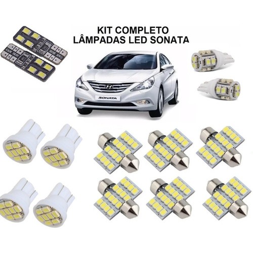 Lampada de Led Hyundai Sonata Kit Completo Teto Placa Ré Pingo Farolete ...