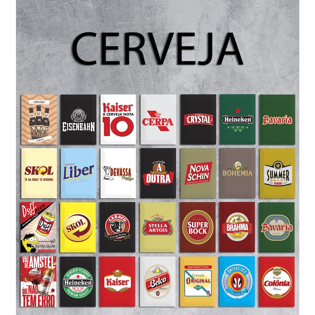 Quadro decorativo Cerveja rótulos Boteco Bar Casa decoração presente ...