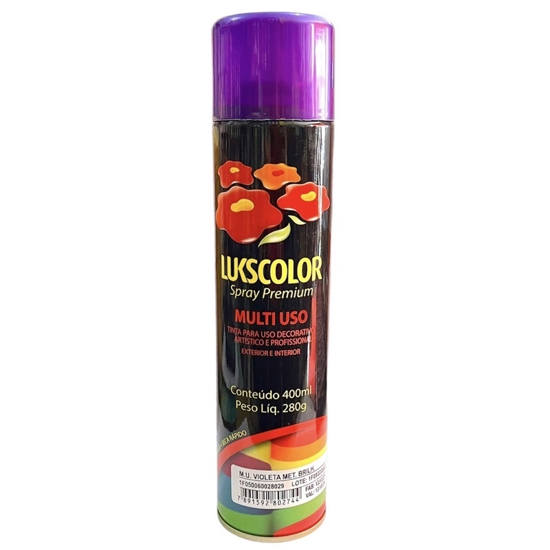 Spray Violeta Metalico Brilhante Multiuso 400ml LUKSCOLOR | Shopee Brasil