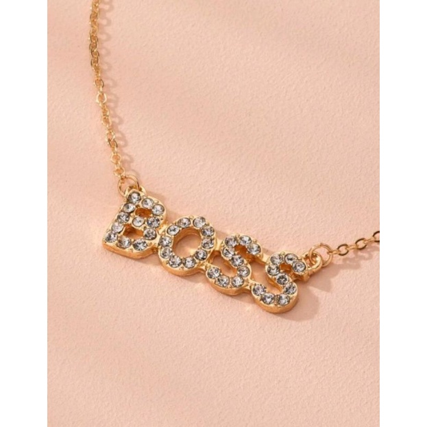 colar dourado boss, detalhes strass | Shopee Brasil
