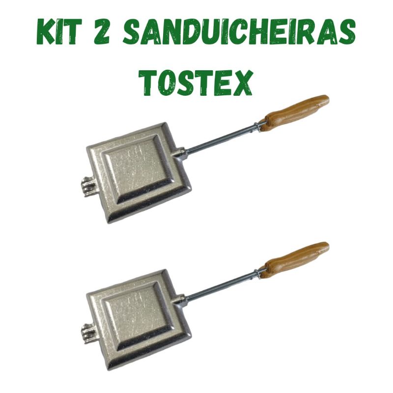 Kit 2 sanduicheiras tostex de fogão em alumínio fundido com cabo de ...