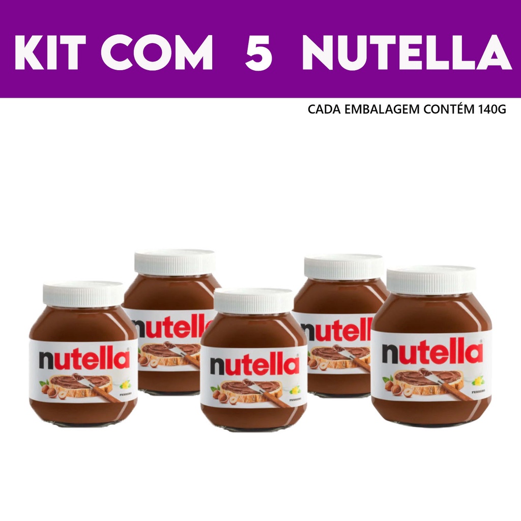 Kit Com 5 Nutella 140g Creme de Avelã Original com Cacau Ferrero ...