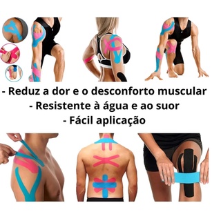 Fita Kinesio Tape Bandagem Elástica Adesiva Funcional Alivia A Dor Muscular Lesão Atleta ...